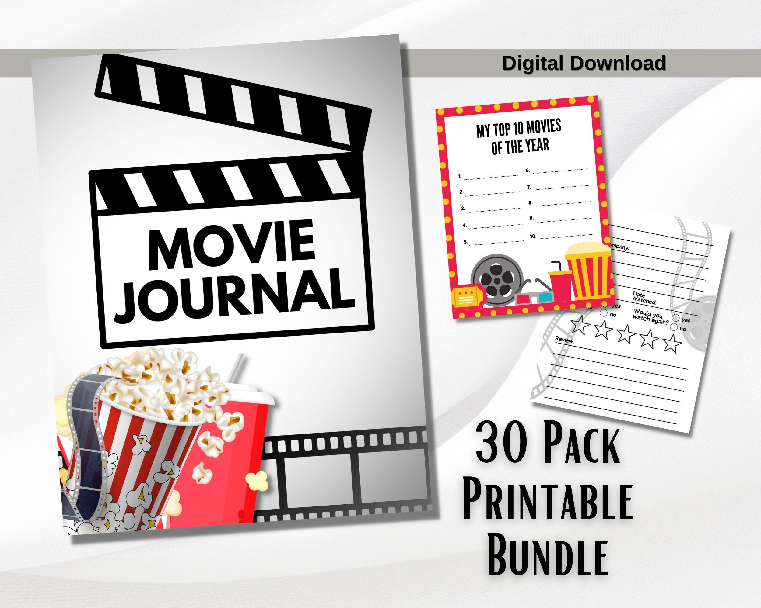 Printable Movie Planner Film Journal Movie Tracker Movie Lover of Film ...