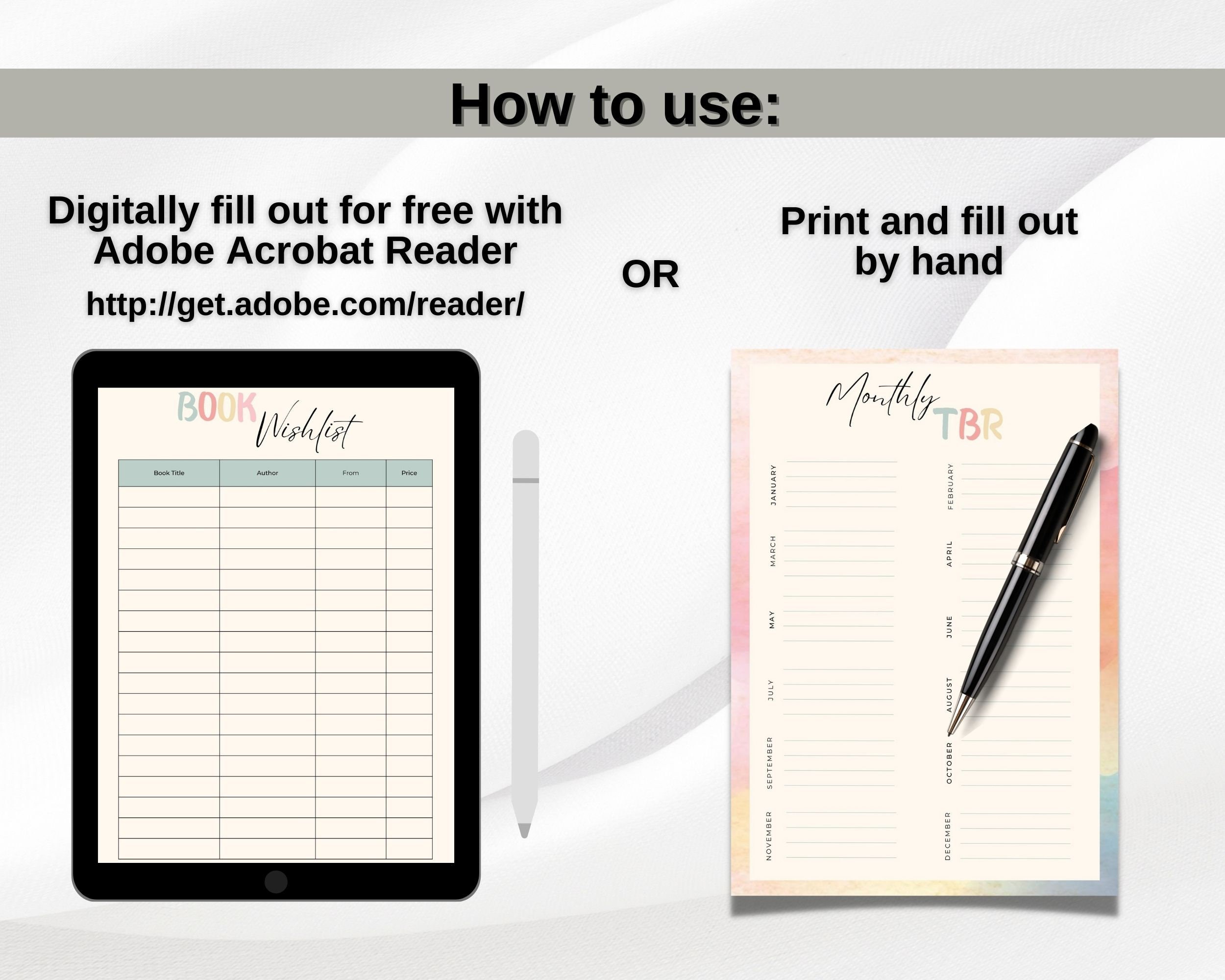 Reading Planner Book Tracker Printable Reading Journal Book Wishlist ...
