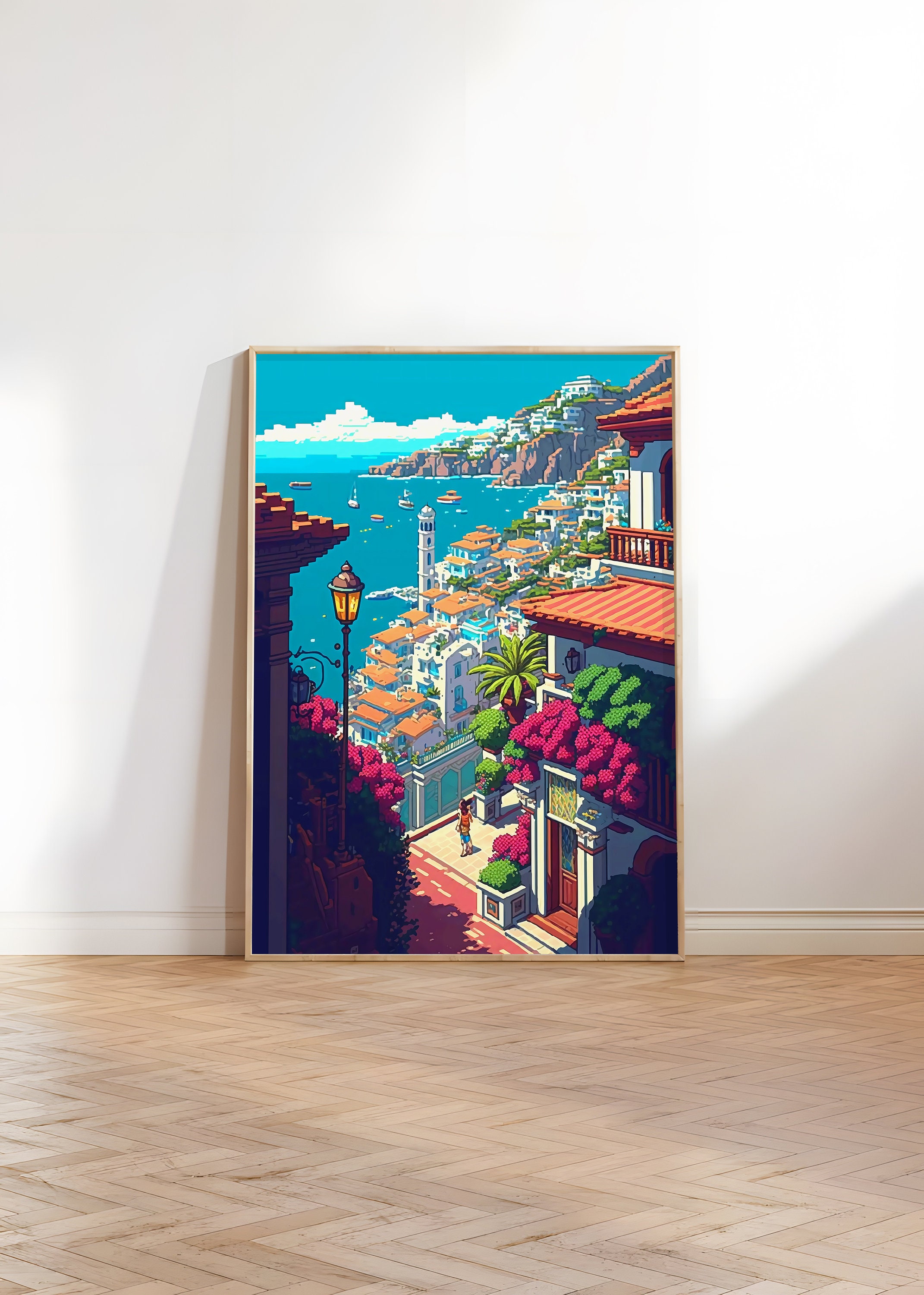 Fira Poster Fira Pixel Art City Poster Wall Print Digital - Etsy