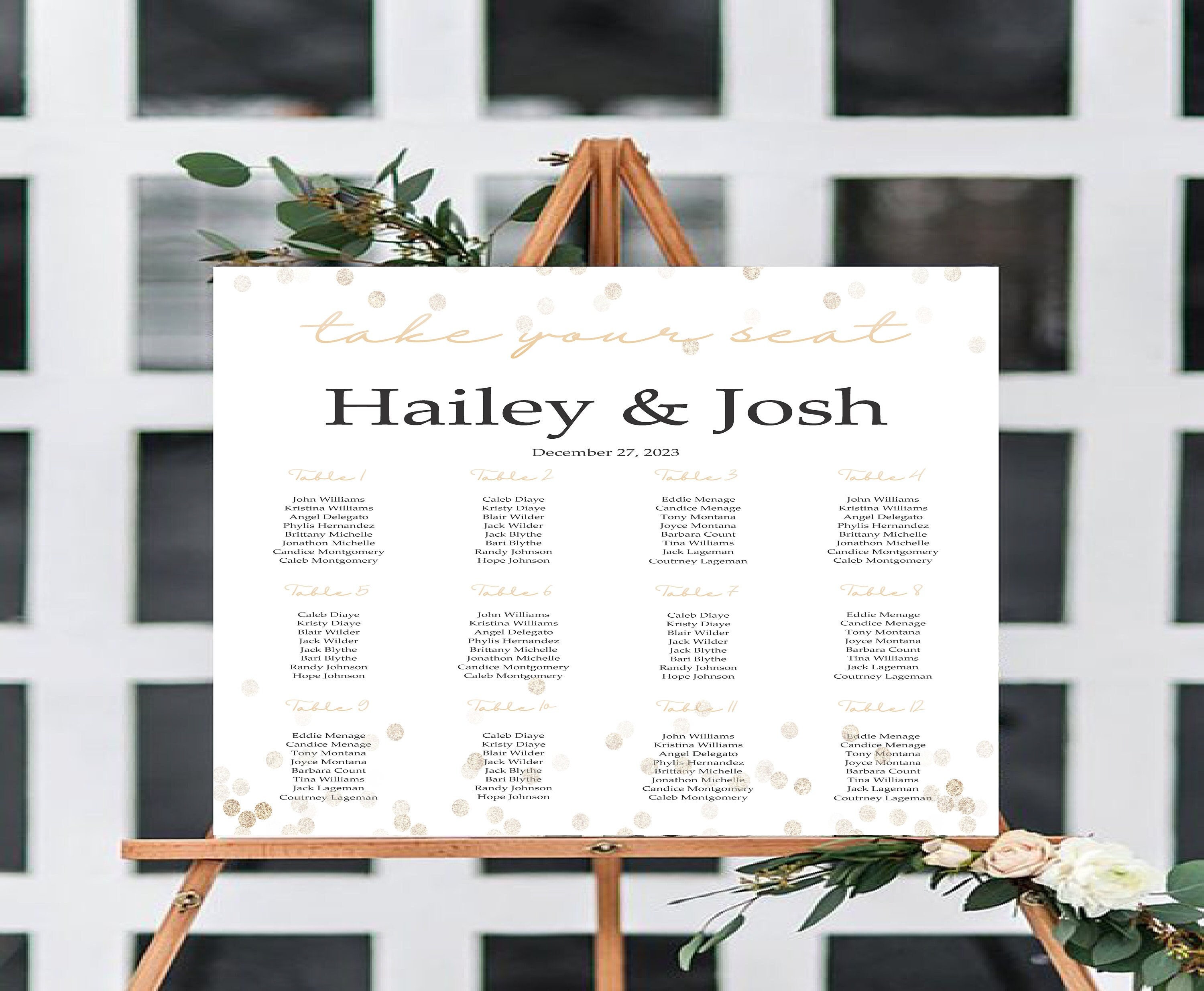 Seating Chart Gold, Seating Chart Wedding, Rust Gold Seating Chart ...