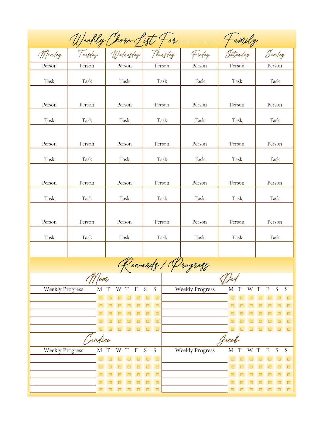 EDITABLE Weekly Chore Planner, Chore Planner, Editable Planner ...