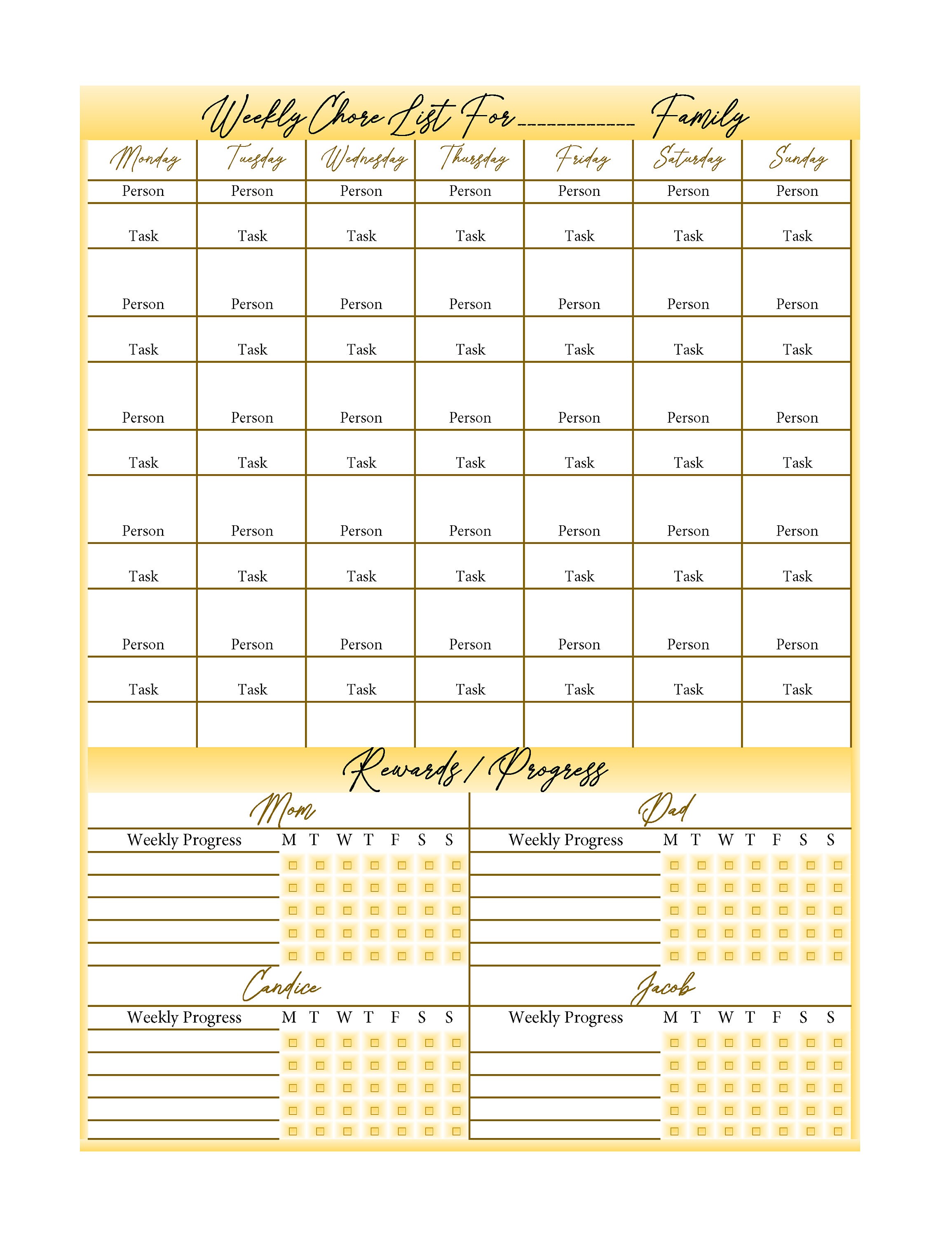 EDITABLE Weekly Chore Planner, Chore Planner, Editable Planner ...