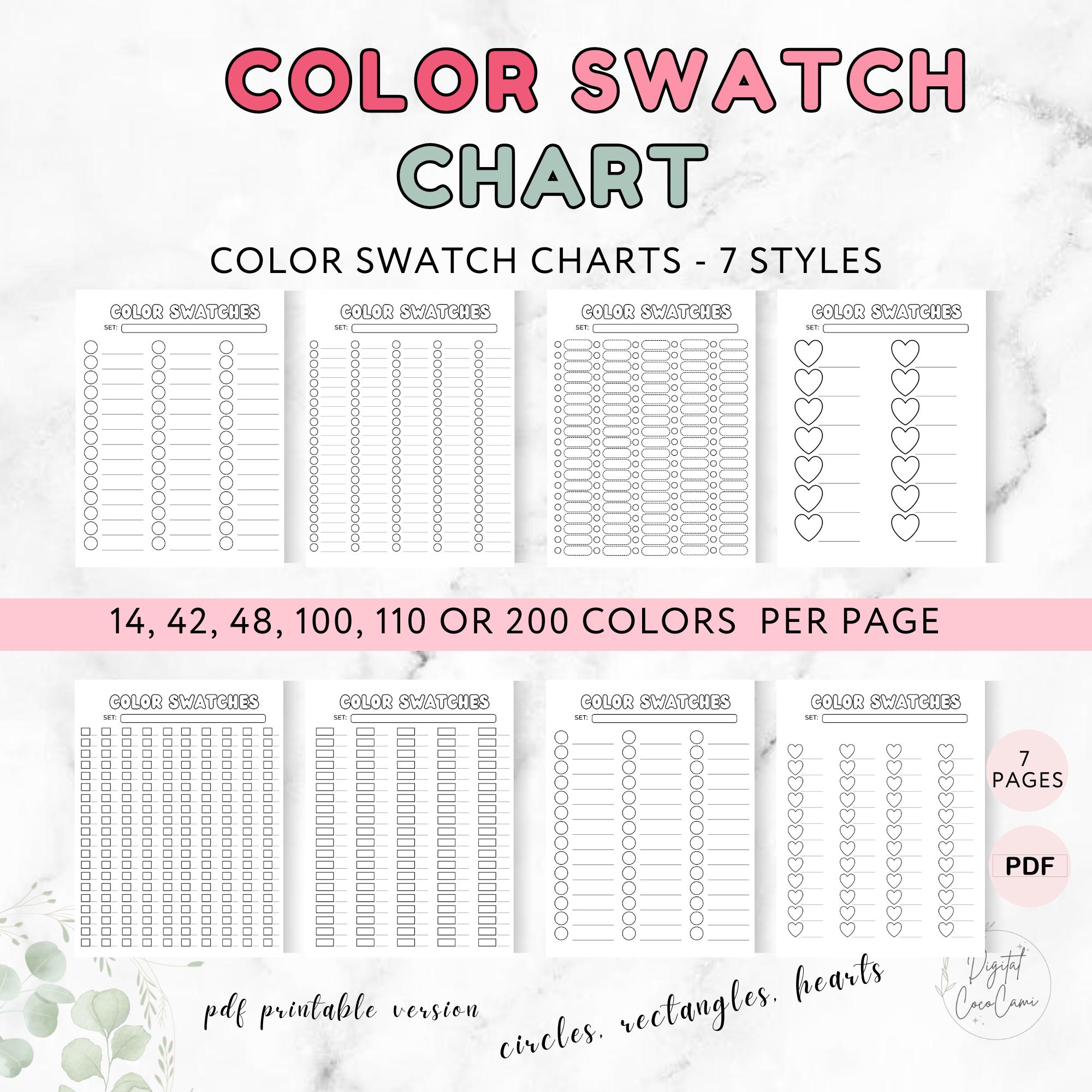 Color Swatch Chart, Color Swatches Sheets PDF, Color Swatch Charts ...