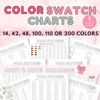 Color Swatch Chart Set, Printable Color Swatch Template, Blank Color ...