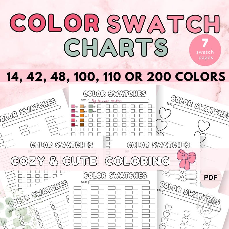 Alcohol Marker Color Swatch Chart: Printable PDF (A4, 7 Pages) - Etsy