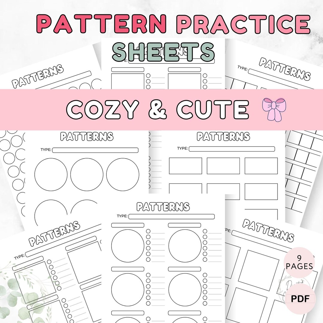 Pattern Practice Page, Pattern Sheets PDF, Pattern Color Chart, Alcohol ...