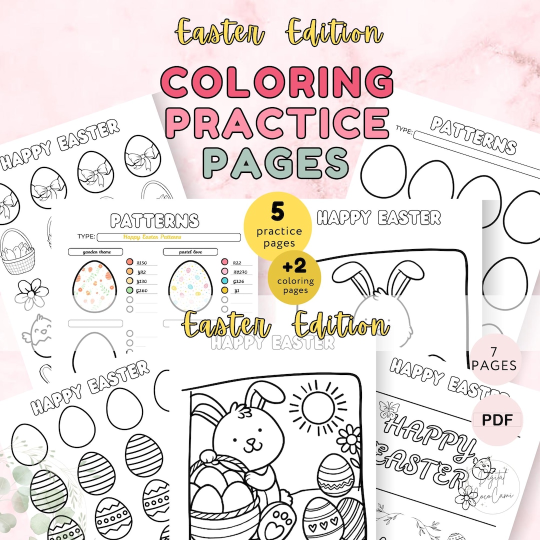 Easter Coloring Pages, Bunny, Egg Patterns (PDF Download) - Etsy
