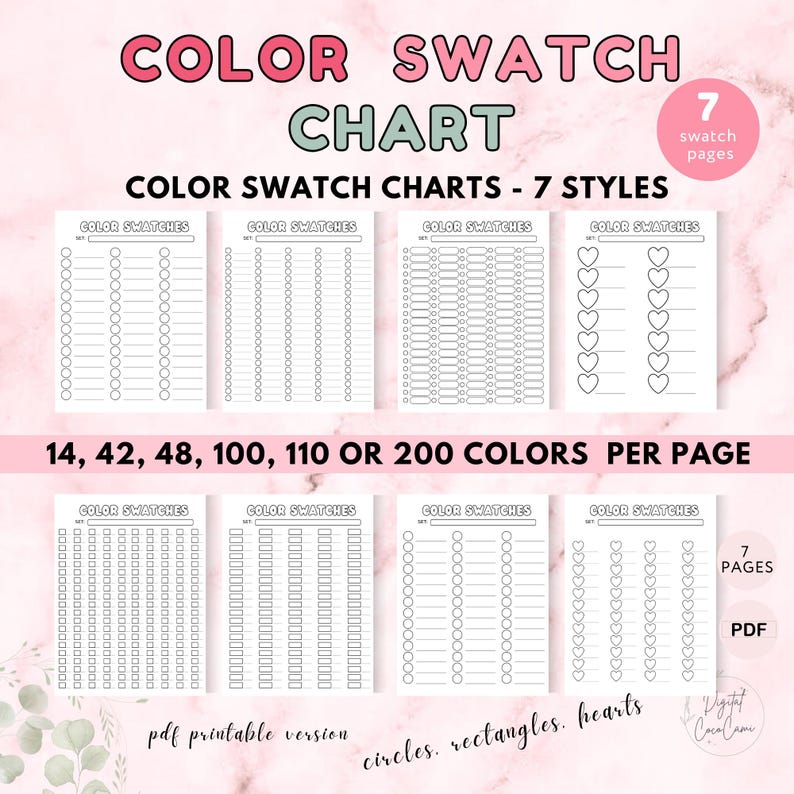 Color Swatch Chart, Color Swatches Sheets PDF, Color Swatch Charts ...