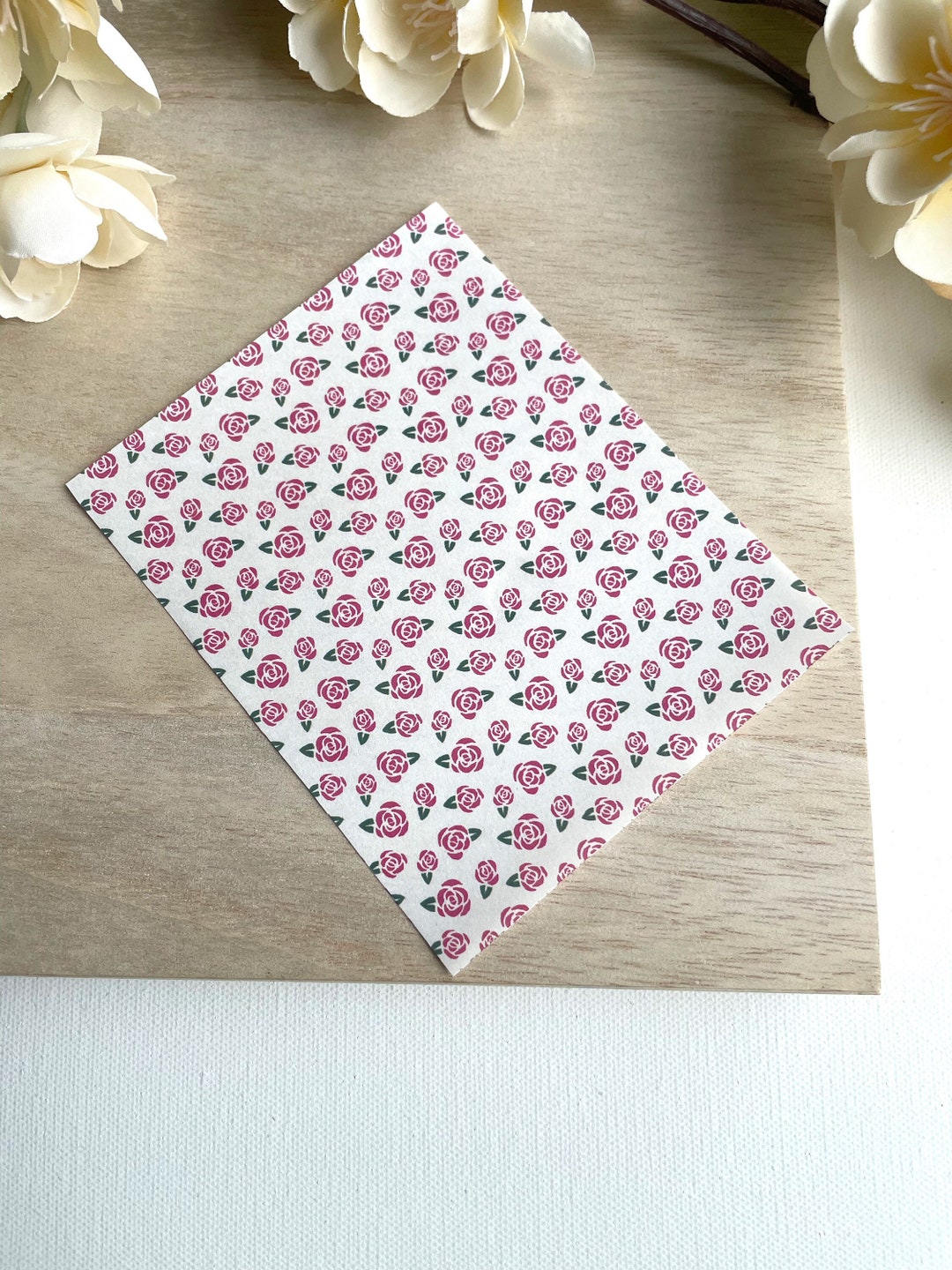 Pink Roses | Transfer Sheet for Polymer Clay | Water Soluble Transfer ...