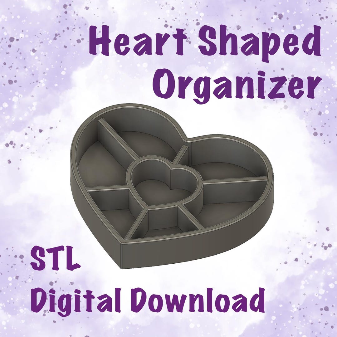 Heart Organizer Digital Download | Office Storage STL | Cute Desk Tray ...