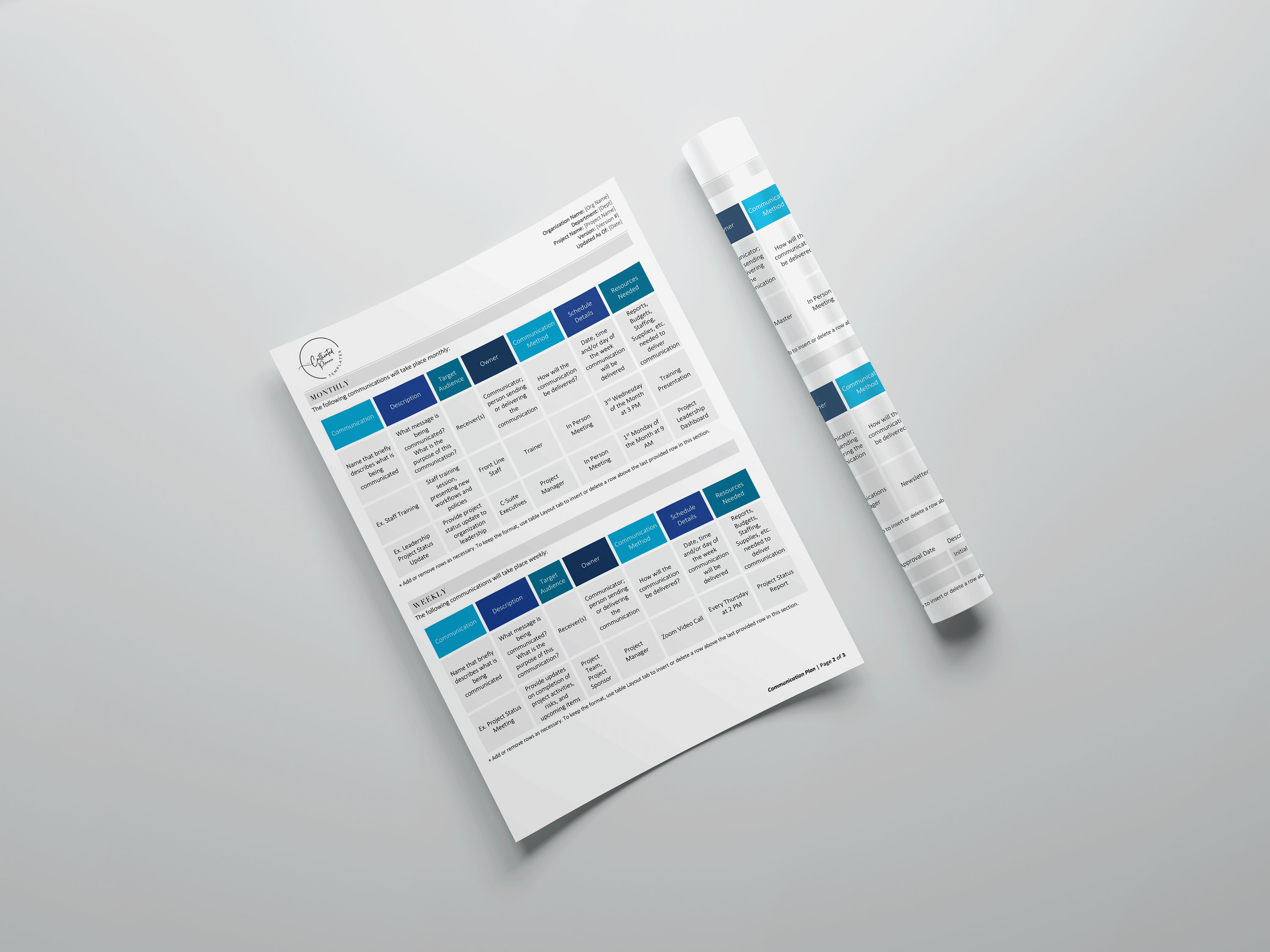Communication Plan Template Project Management Ms Word Instant Download