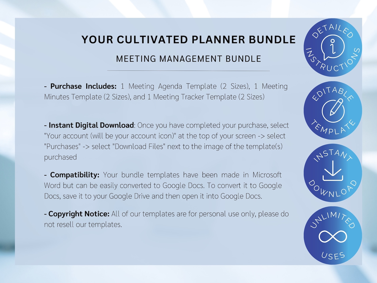 BUNDLE, Meeting Minutes Template, Meeting Agenda Printable, Meeting ...