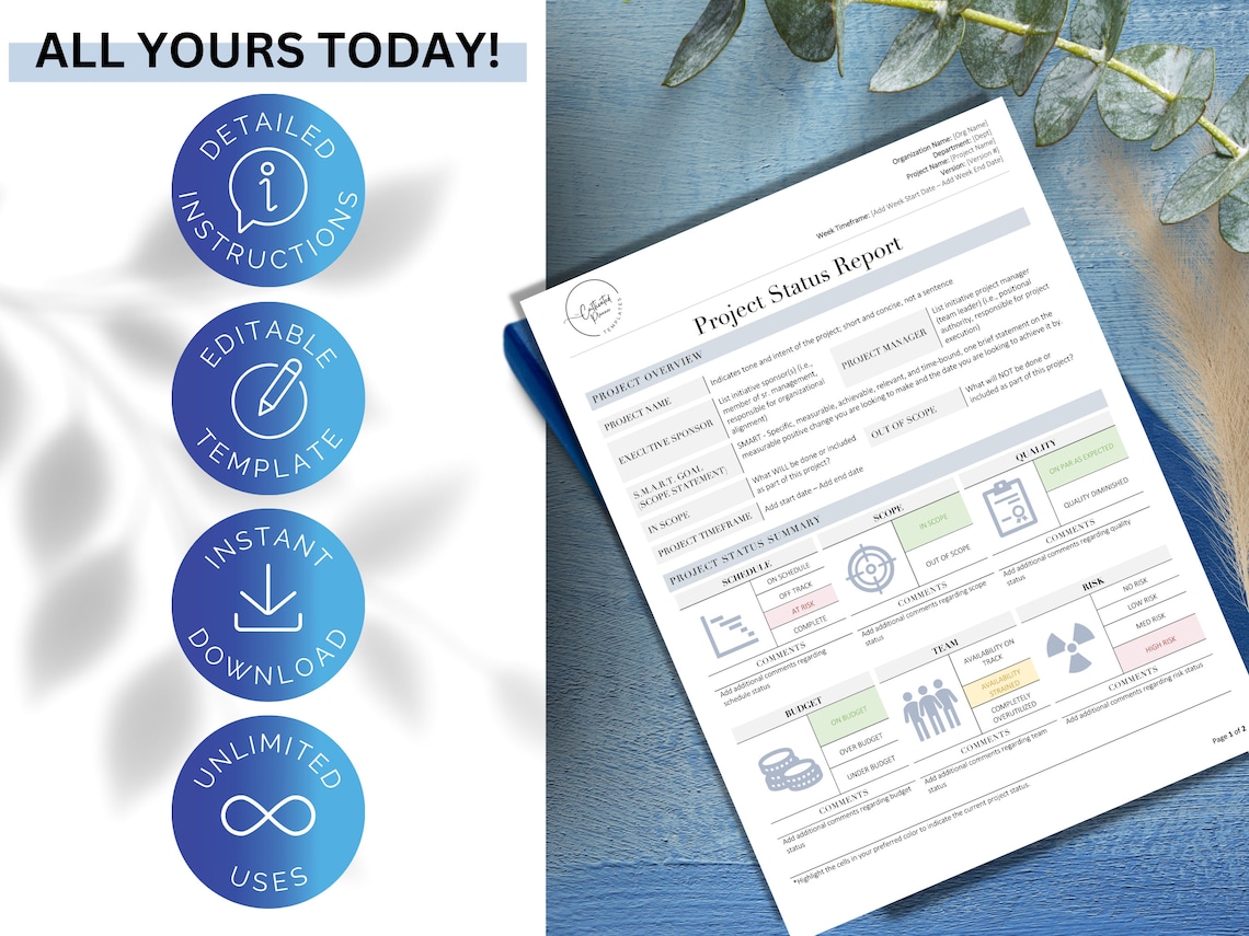 Project Status Report Template | Project Progress Report | Project ...