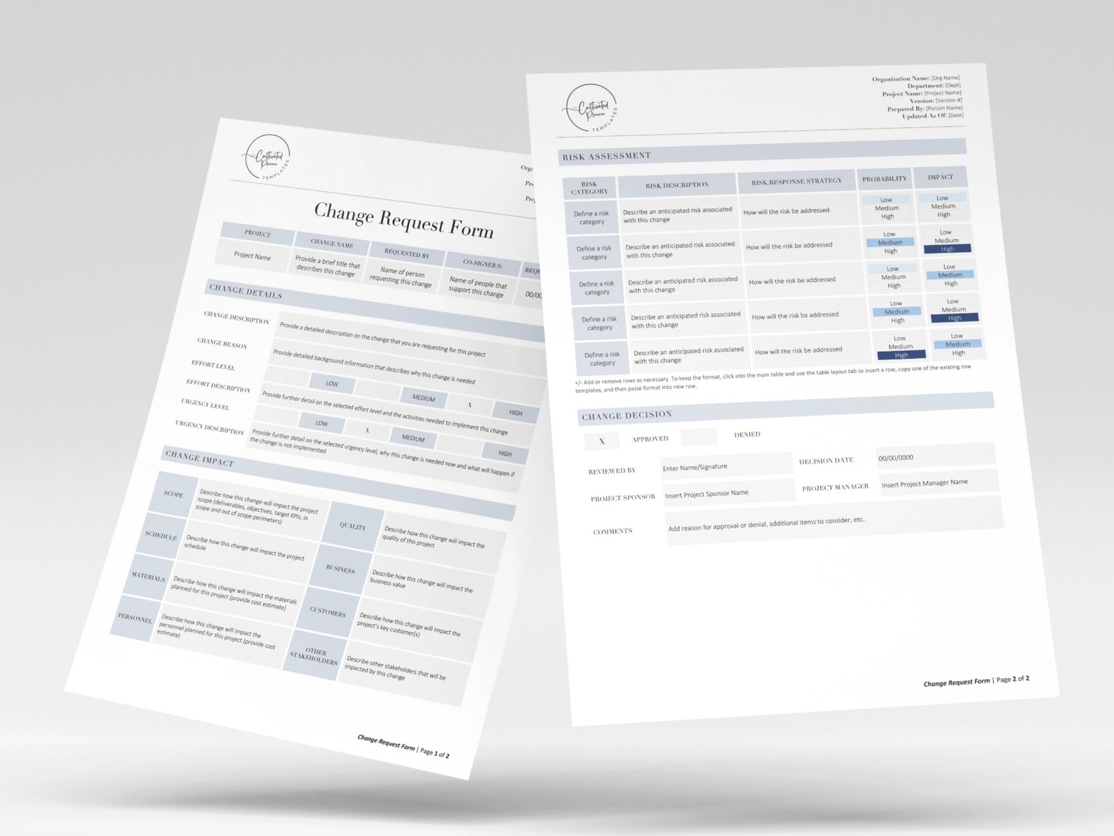 Change Request Form Template, Project Change Form, Project Management ...