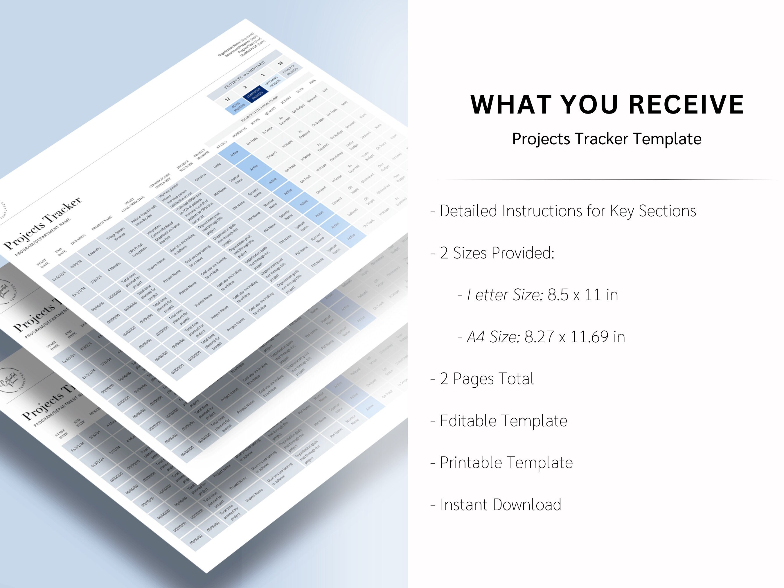 Projects Tracker | Projects Log | Projects Dashboard Template | Project ...