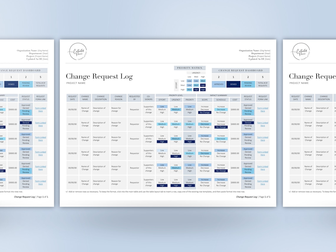 Change Request Log Template, Project Change Tracker, Project Management ...