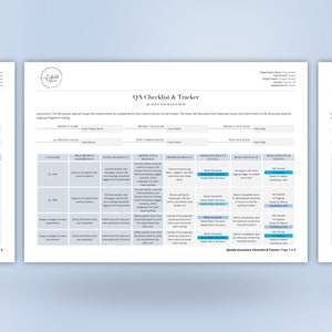 Quality Assurance Tracker, Quality Assurance Checklist, QA Tracker ...