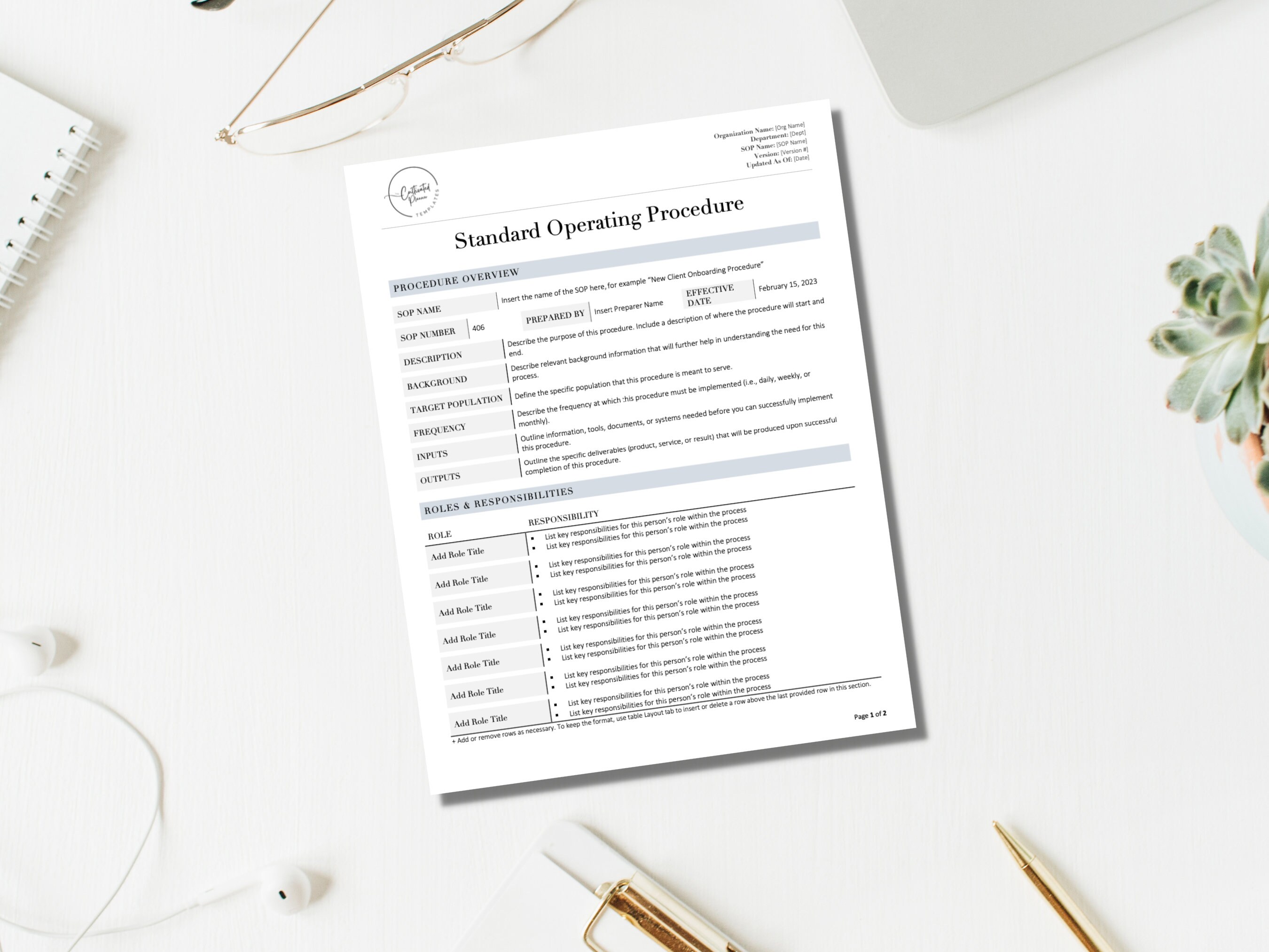 Standard Operating Procedure Template SOP Template MS Word - Etsy Australia
