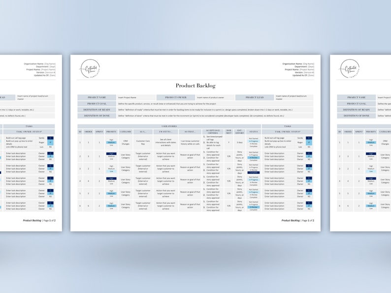 Product Backlog Template, Agile Project Template, User Story Template ...