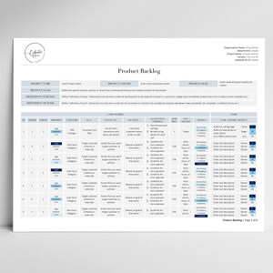 Product Backlog Template, Agile Project Template, User Story Template ...