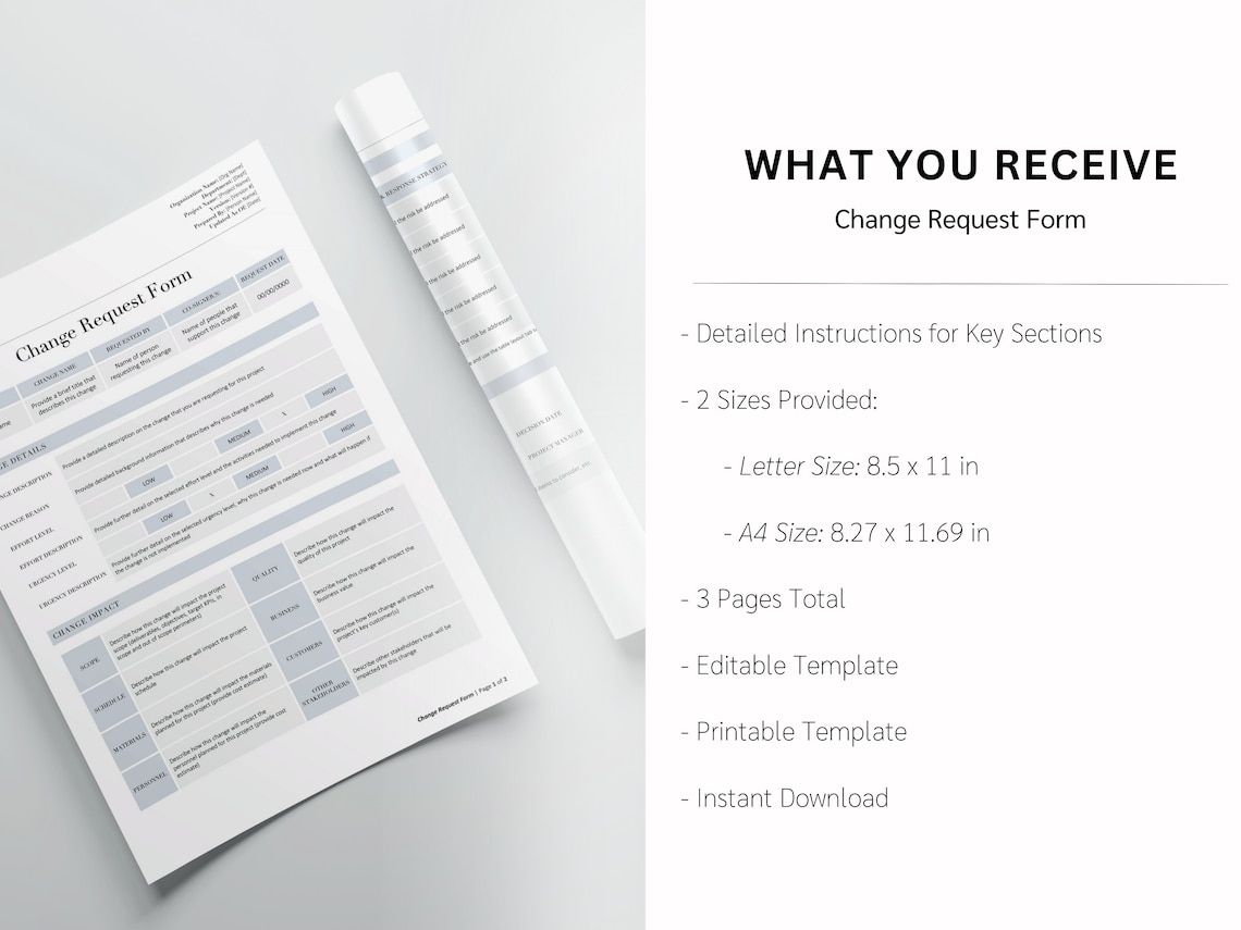 Change Request Form Template, Project Change Form, Project Management ...