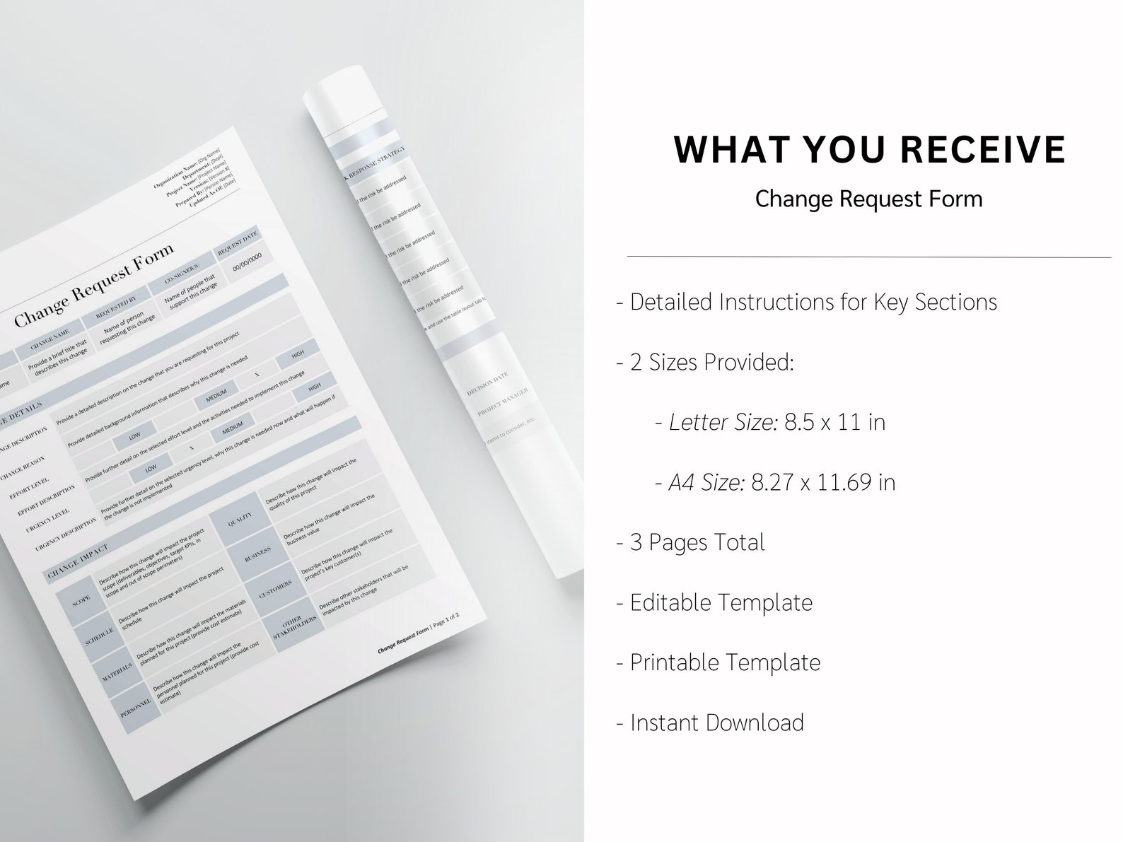Change Request Form Template, Project Change Form, Project Management ...