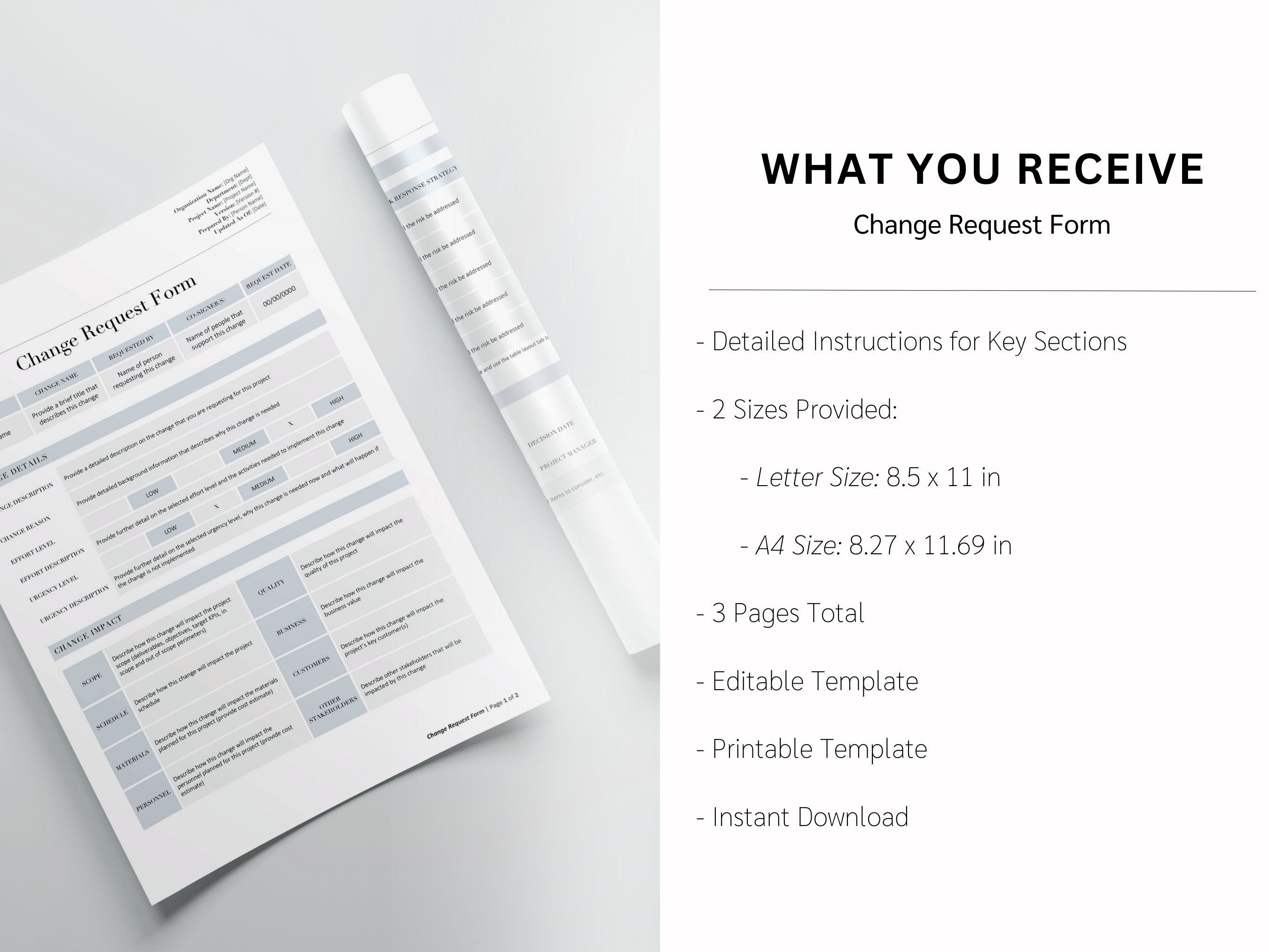 Change Request Form Template, Project Change Form, Project Management ...