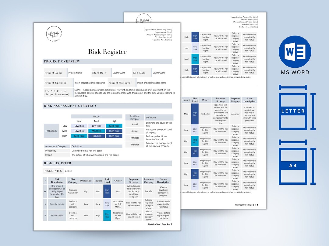 Risk Register Template | Risk Log | Project Management | Risk ...