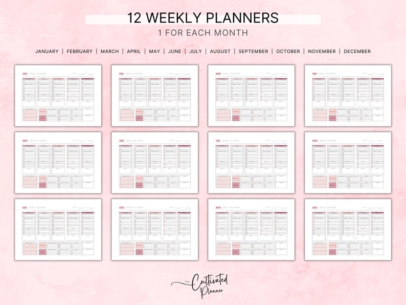 Pink Aesthetic Weekly Planner, Minimalist Weekly Schedule, Week at a ...