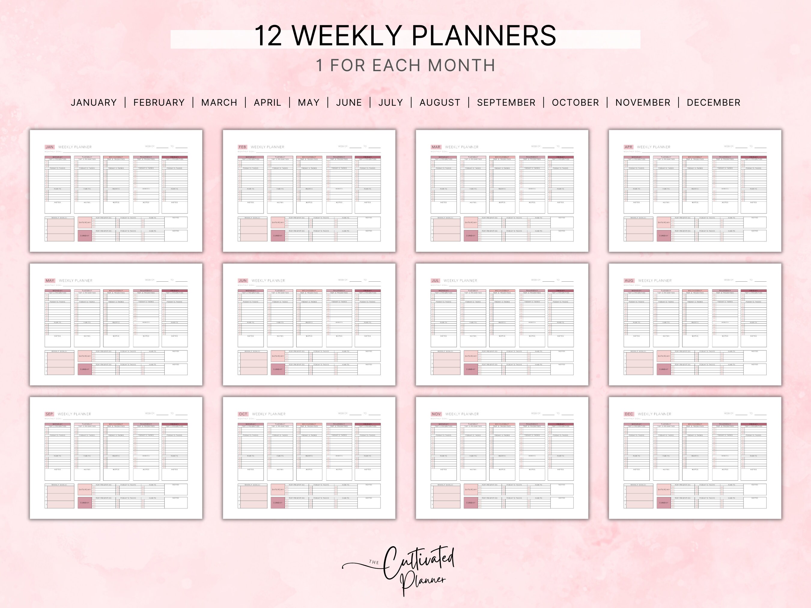 Pink Aesthetic Weekly Planner, Minimalist Weekly Schedule, Week at a ...