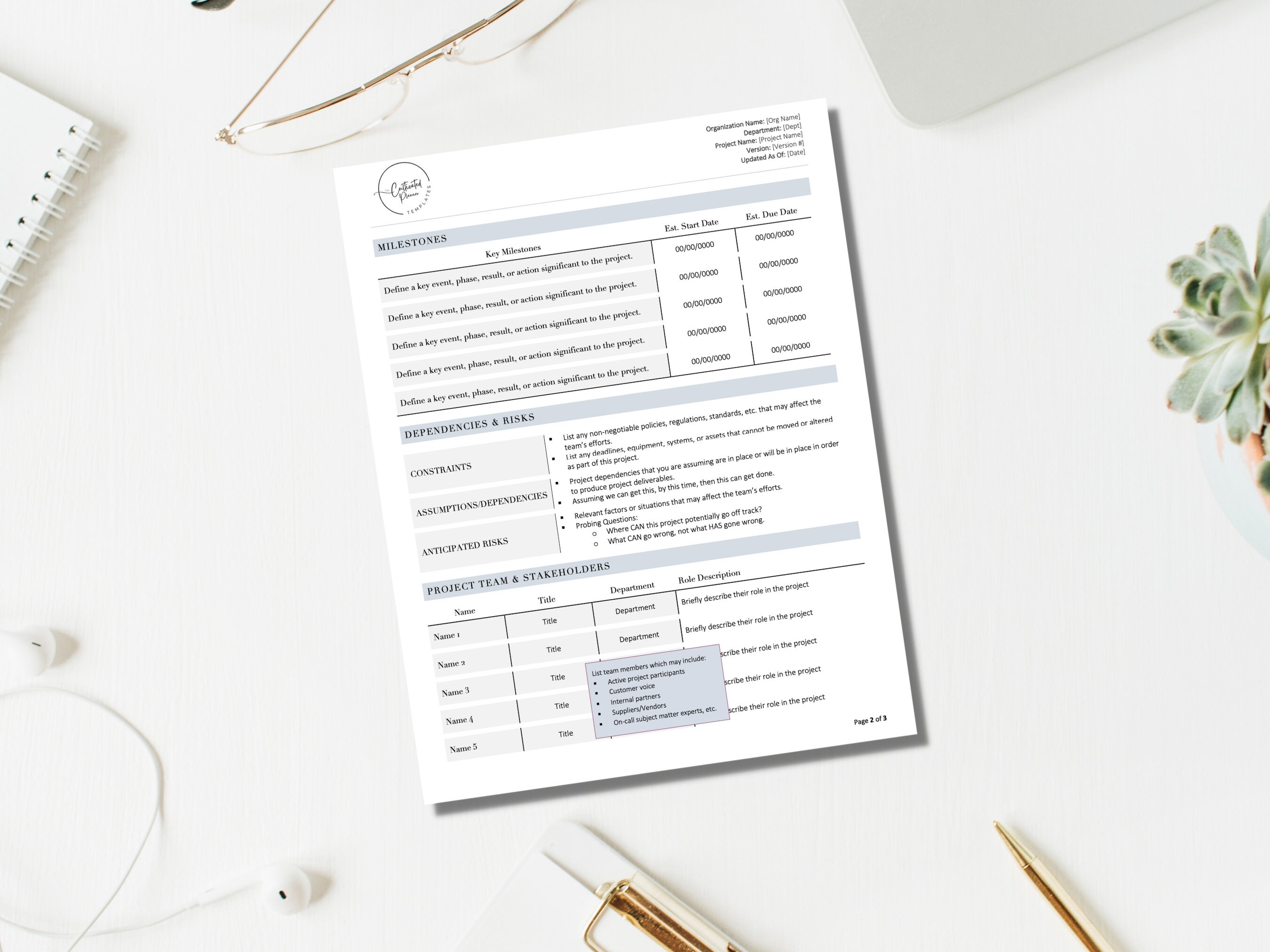 Project Charter Template How to Write a Project Charter - Etsy UK