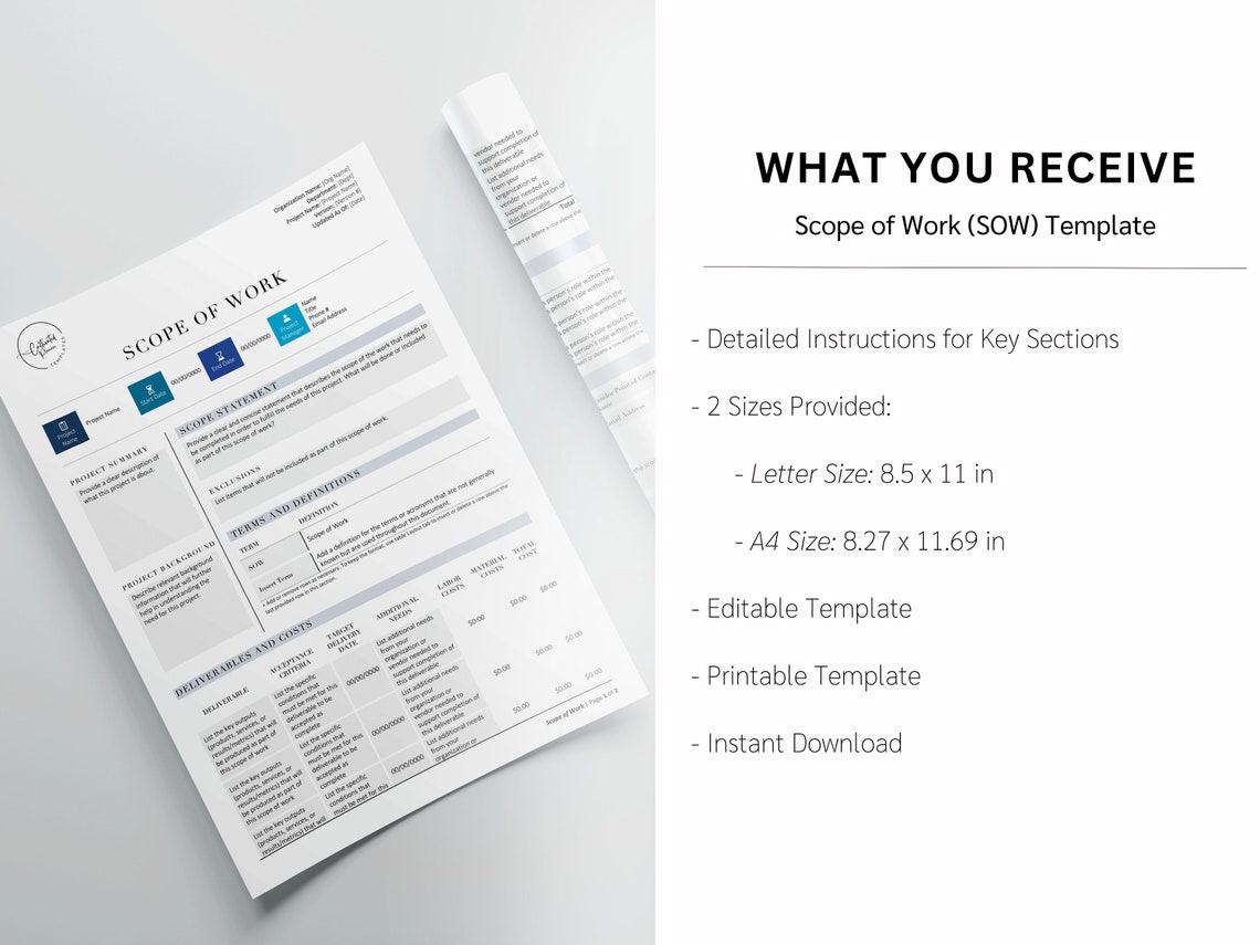 Scope of Work Template SOW Template Project Management - Etsy Canada