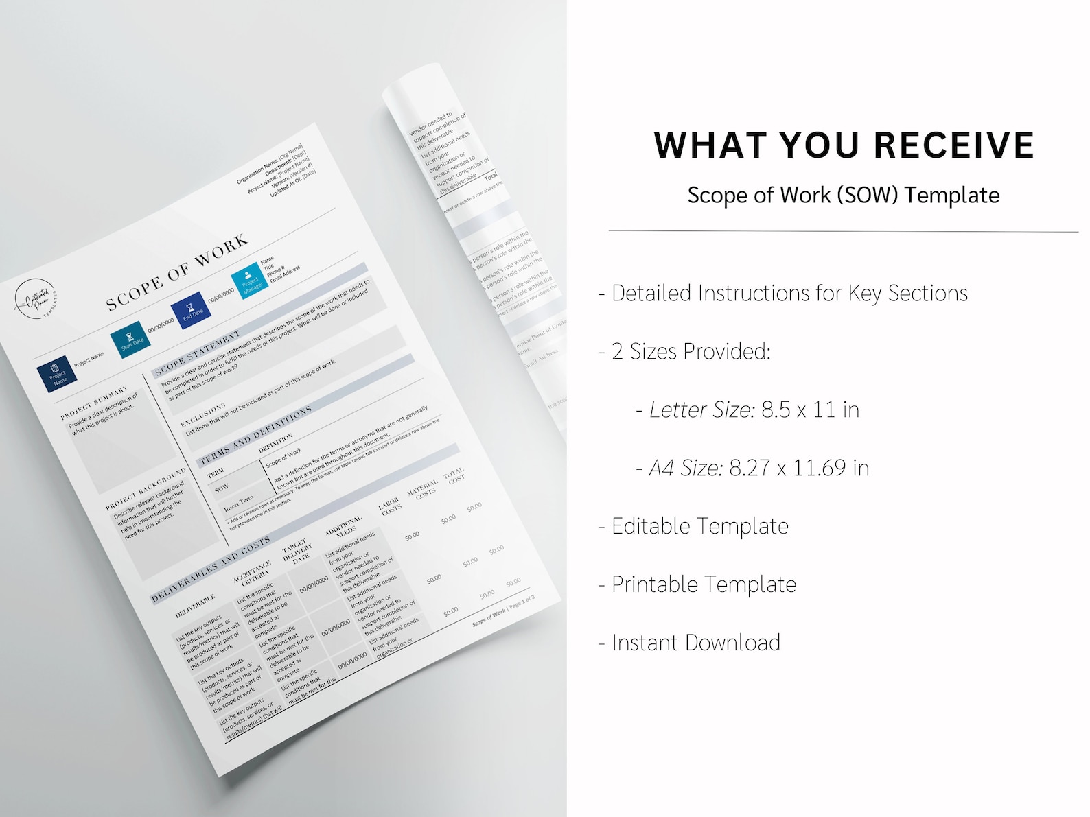 Scope of Work Template | SOW Template | Project Management | MS Word ...