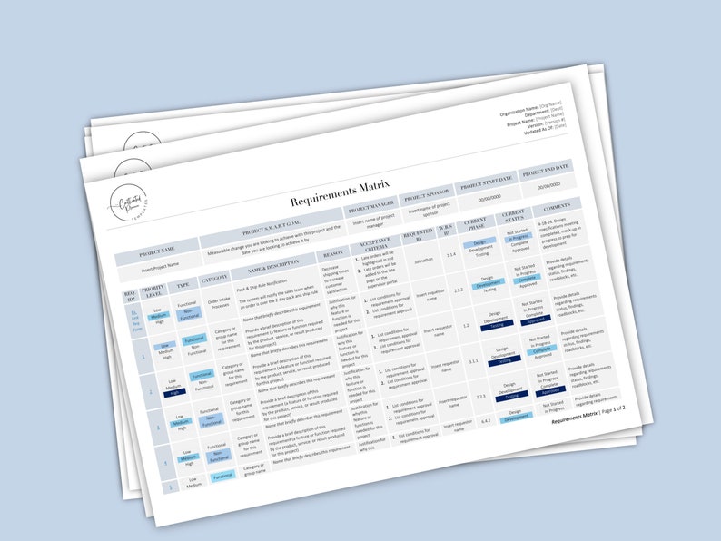 Requirements Matrix Template, Requirements Traceability Matrix Template ...