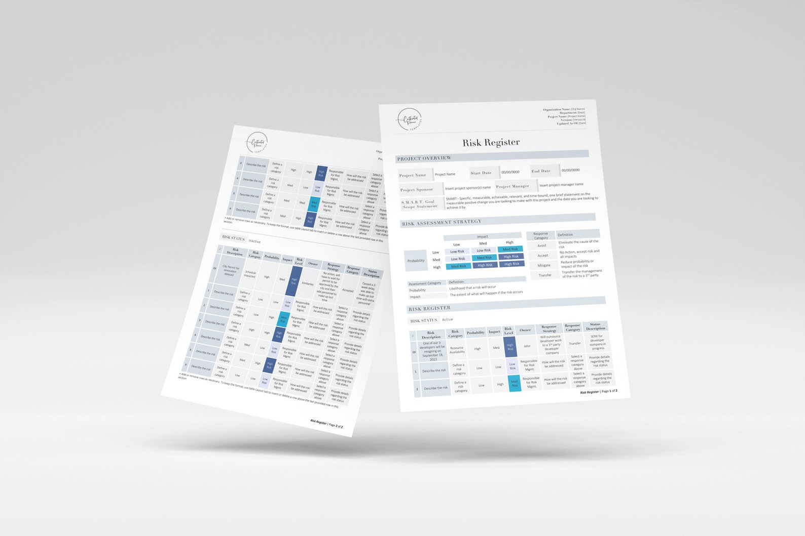 Risk Register Template Risk Log Project Management Risk Assessment Risk ...