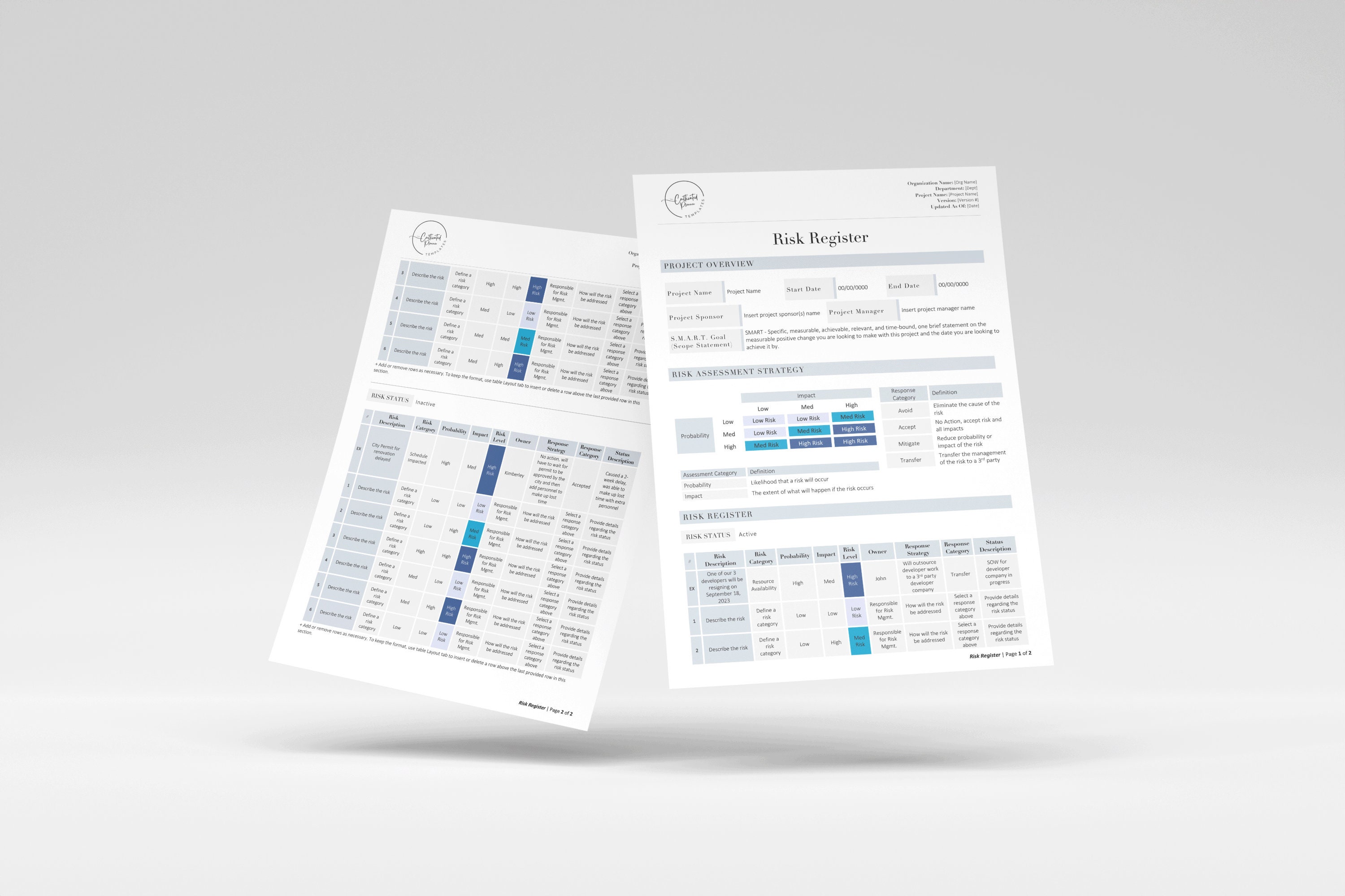Risk Register Template Risk Log Project Management Risk Assessment Risk ...