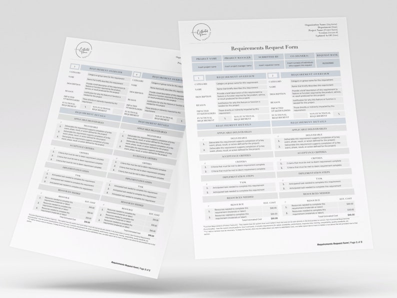 Requirements Gathering Template, Project Requirements Request Form ...