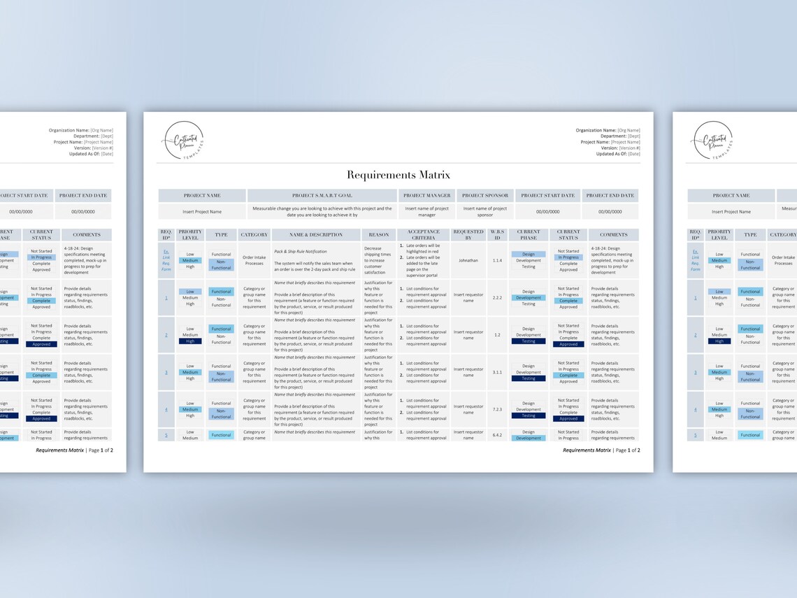 Requirements Matrix Template, Requirements Traceability Matrix Template ...