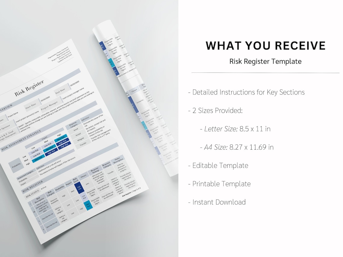 Risk Register Template | Risk Log | Project Management | Risk ...