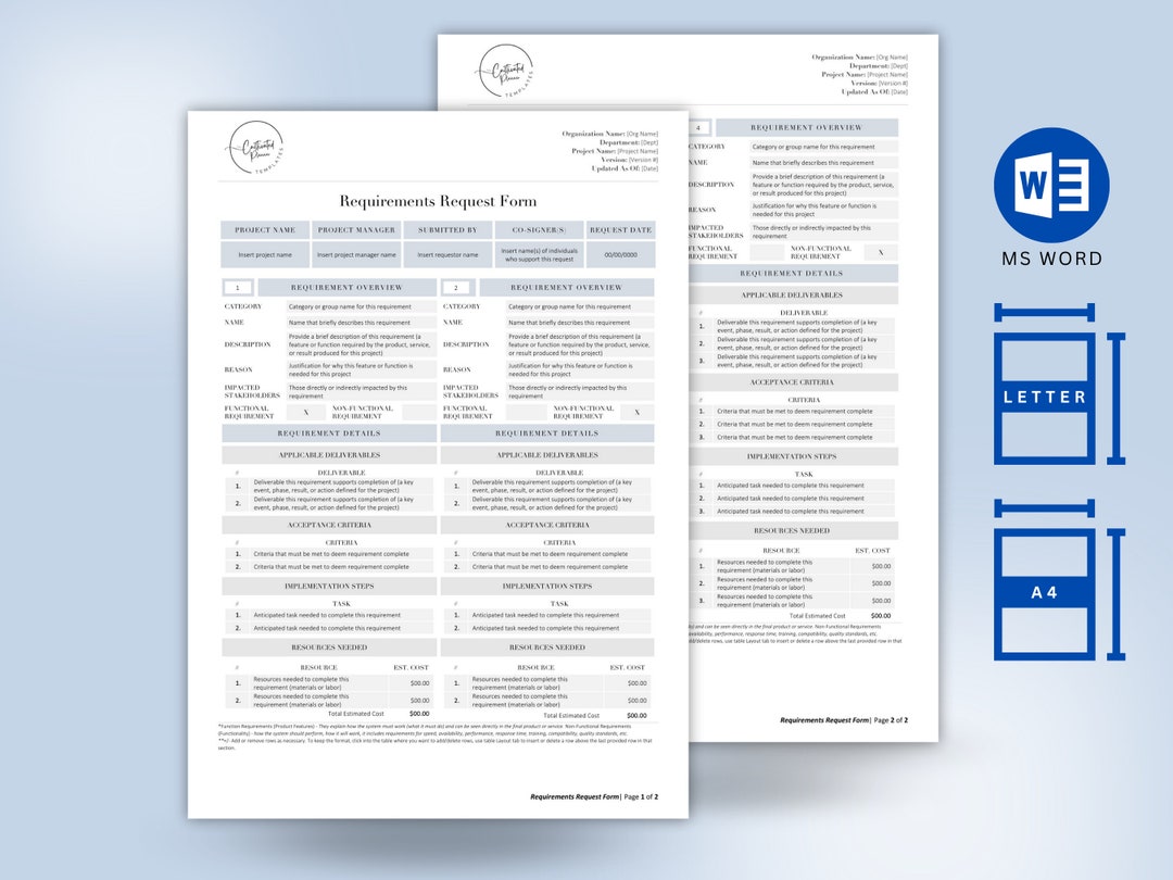 Requirements Gathering Template, Project Requirements Request Form ...