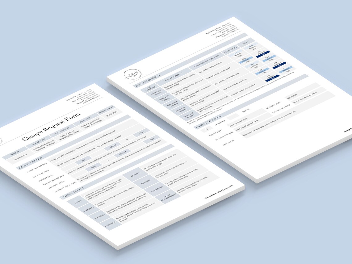 Change Request Form Template, Project Change Form, Project Management ...