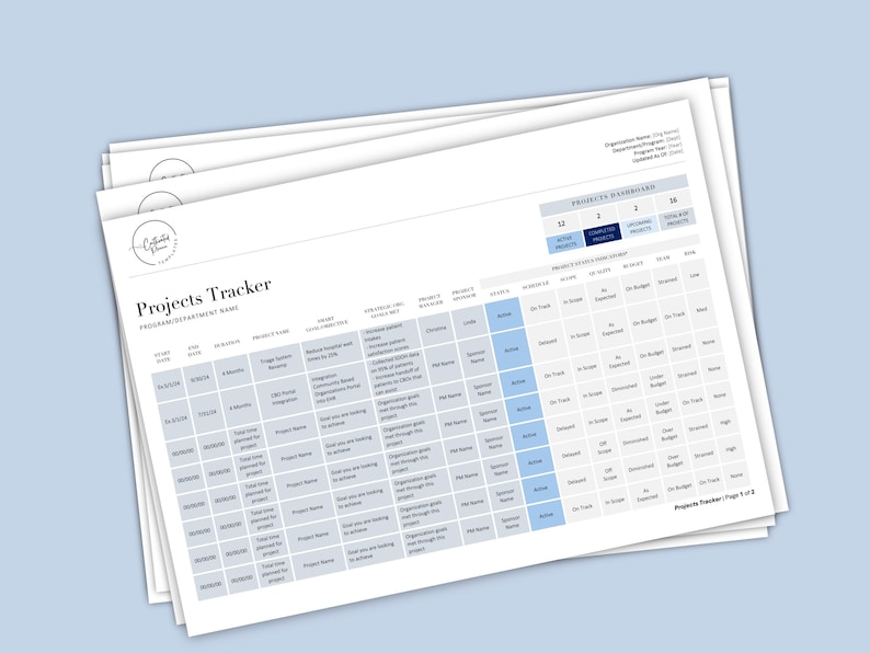 Projects Tracker | Projects Log | Projects Dashboard Template | Project ...