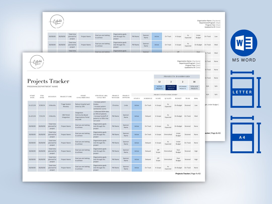 Projects Tracker | Projects Log | Projects Dashboard Template | Project ...
