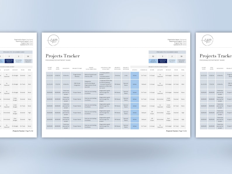 Projects Tracker | Projects Log | Projects Dashboard Template | Project ...