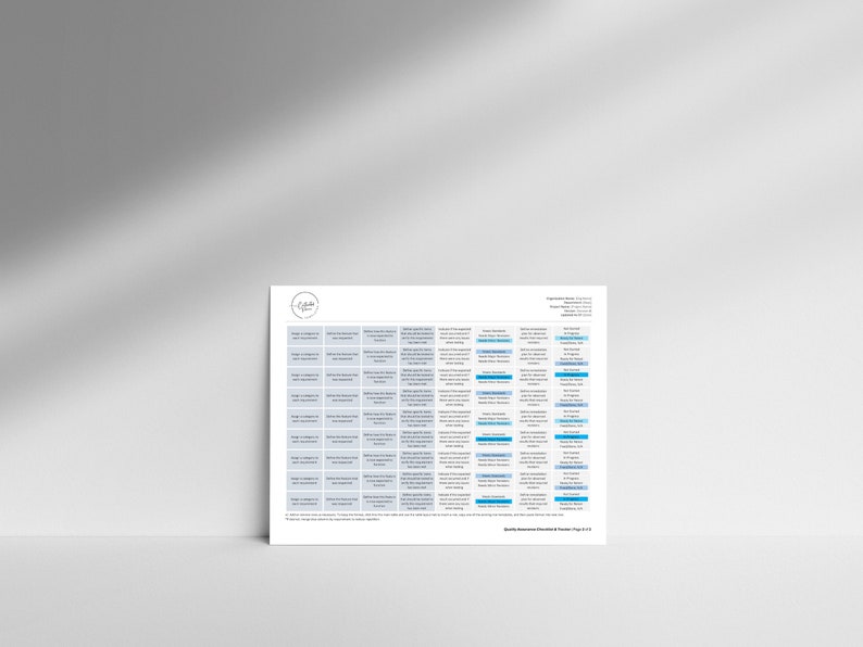 Quality Assurance Tracker, Quality Assurance Checklist, QA Tracker ...