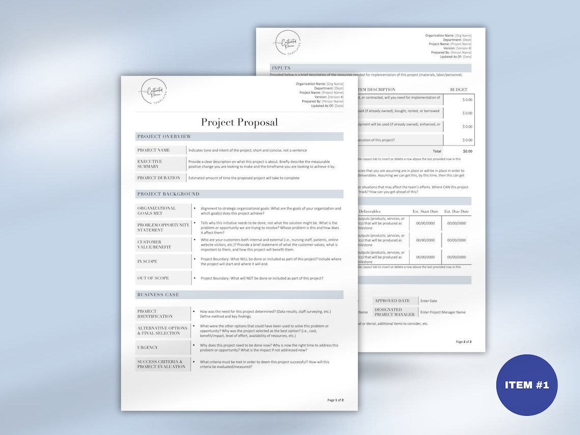 BUNDLE, Project Proposal Template | Project Charter Template ...