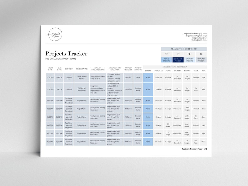 Projects Tracker | Projects Log | Projects Dashboard Template | Project ...