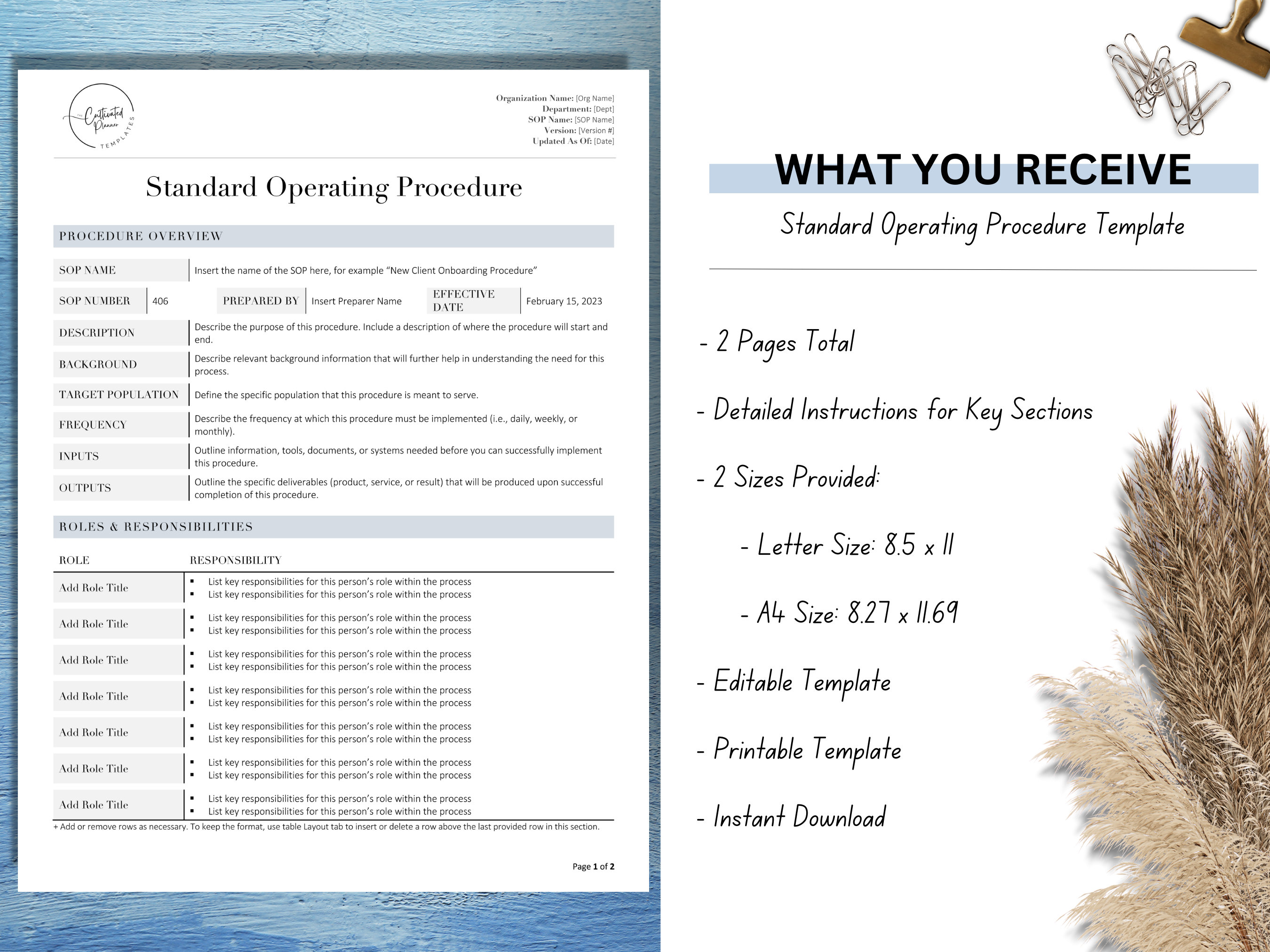 Standard Operating Procedure Template | SOP Template | MS Word ...