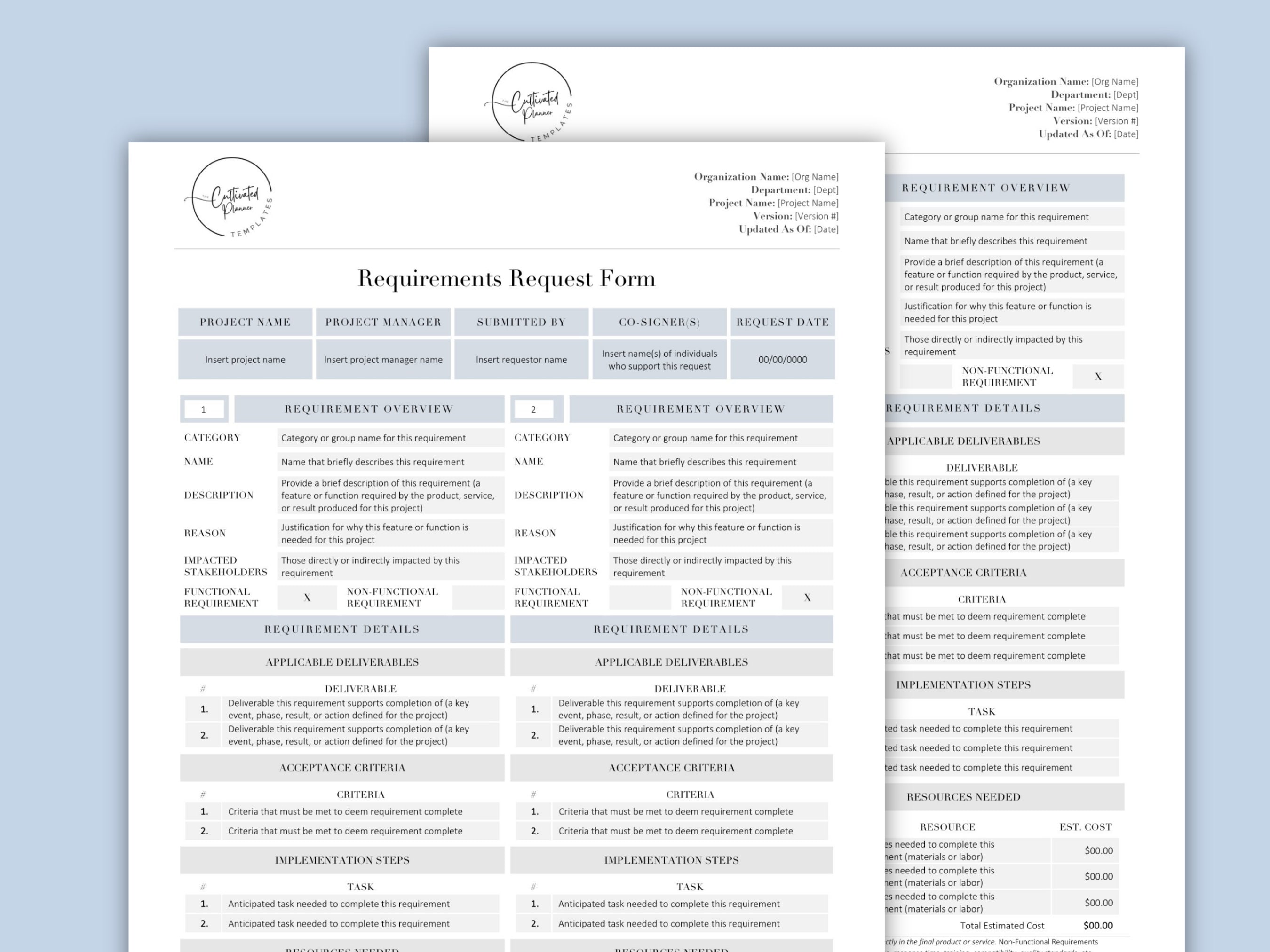 Requirements Gathering Template, Project Requirements Request Form ...