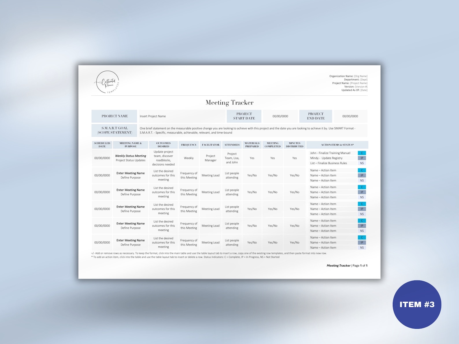 BUNDLE, Meeting Minutes Template, Meeting Agenda Printable, Meeting ...